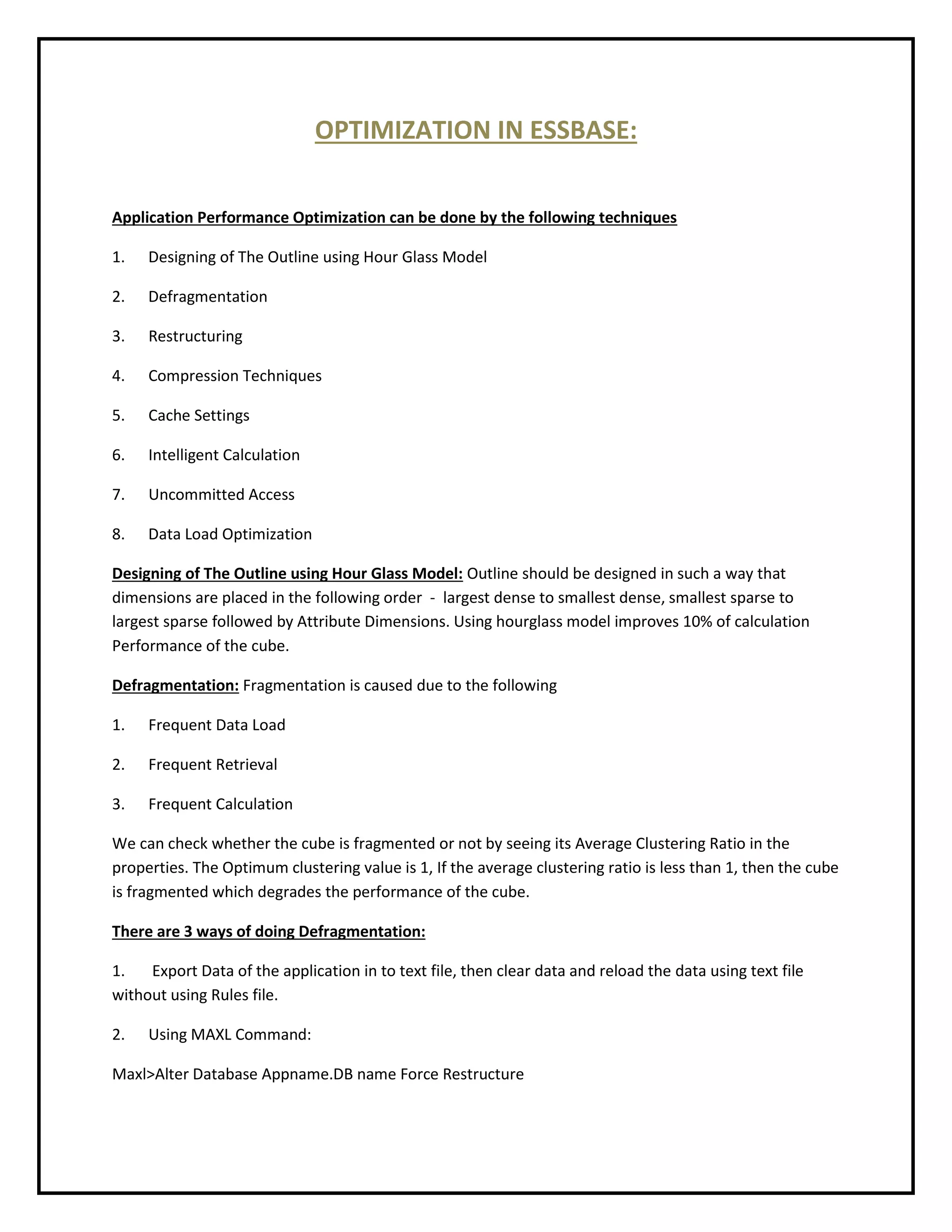 Optimization in essbase | DOCX