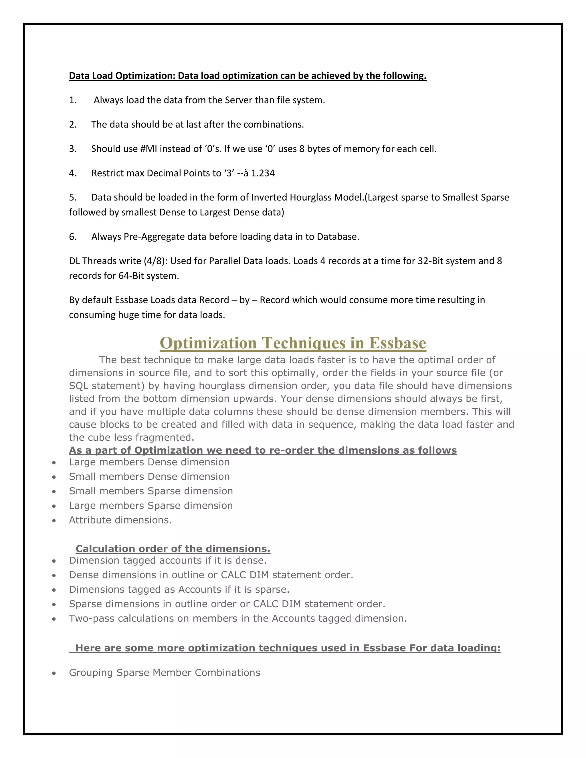 Optimization in essbase | DOCX