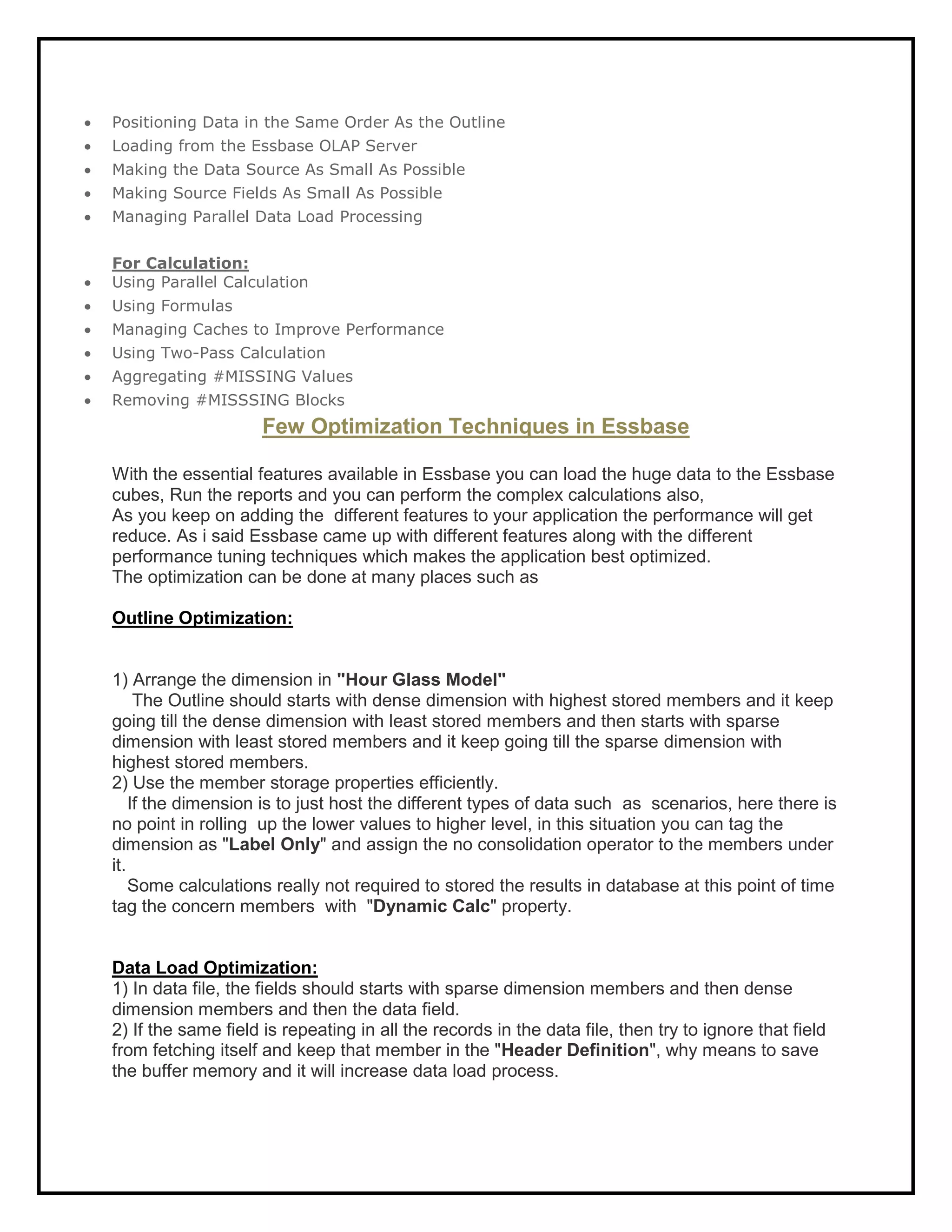 Optimization in essbase | DOCX