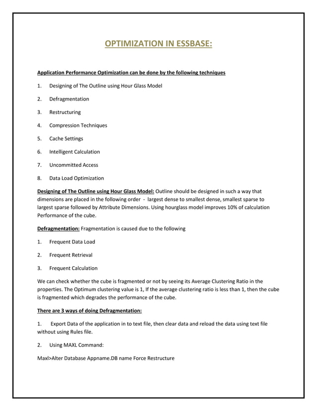 Optimization in essbase | PDF