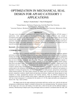 Optimization in mechanical seal design for api 682 category i ...