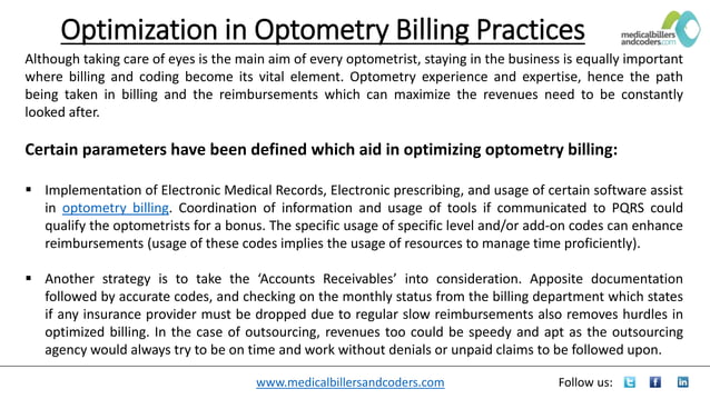 Optimization in Optometry Billing Practices | PPT
