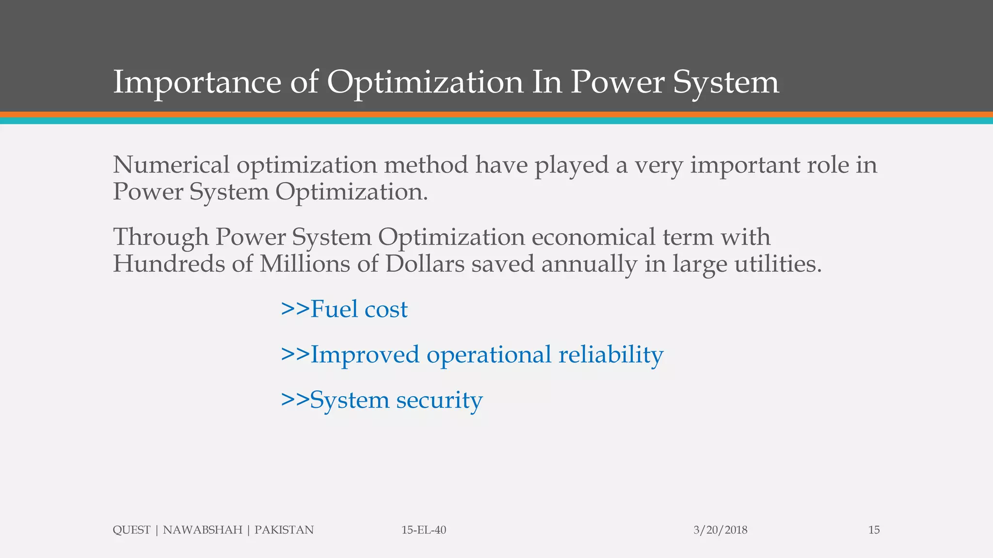 Optimization in power system | PPTX