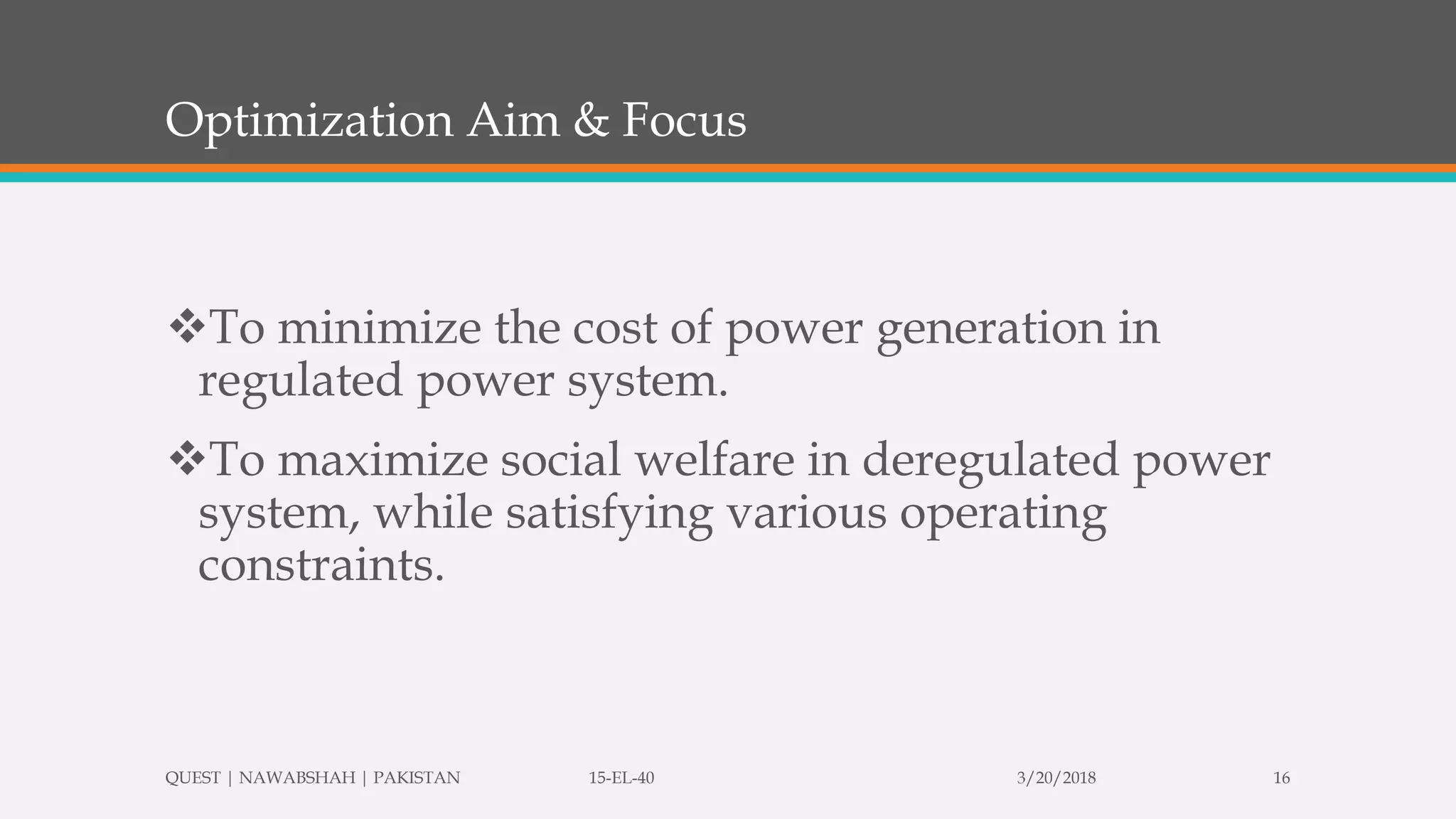 Optimization in power system | PPTX