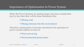 Optimization in power system | PPTX