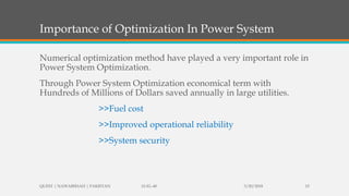 Optimization in power system | PPTX