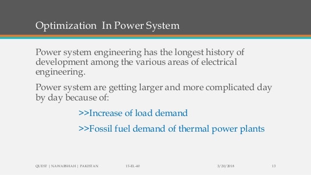 Optimization In Power System