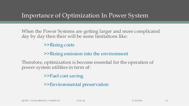 Optimization In Power System
