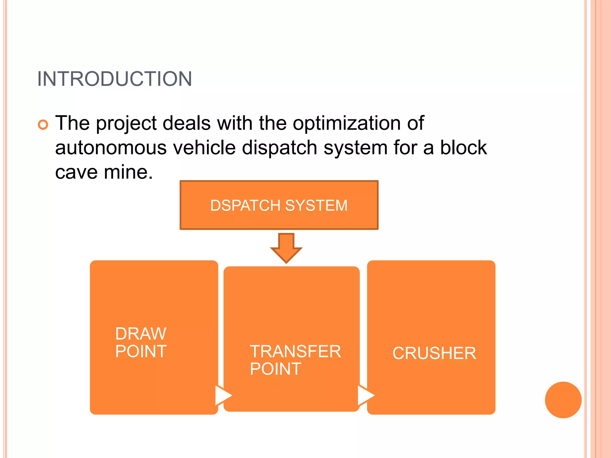 Optimization of an autonomous vehicle dispatch system in an underground ...