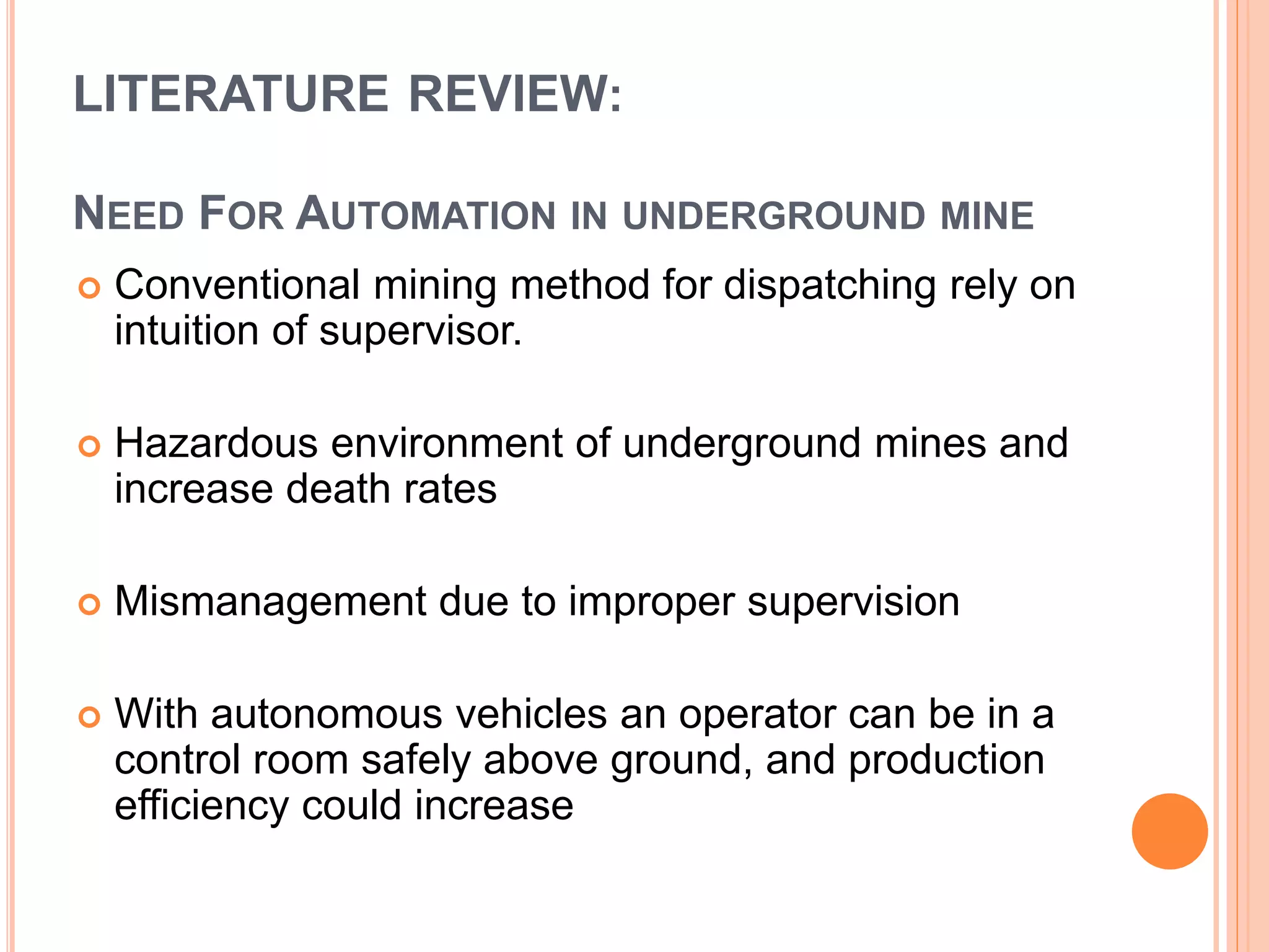 Optimization of an autonomous vehicle dispatch system in an underground ...