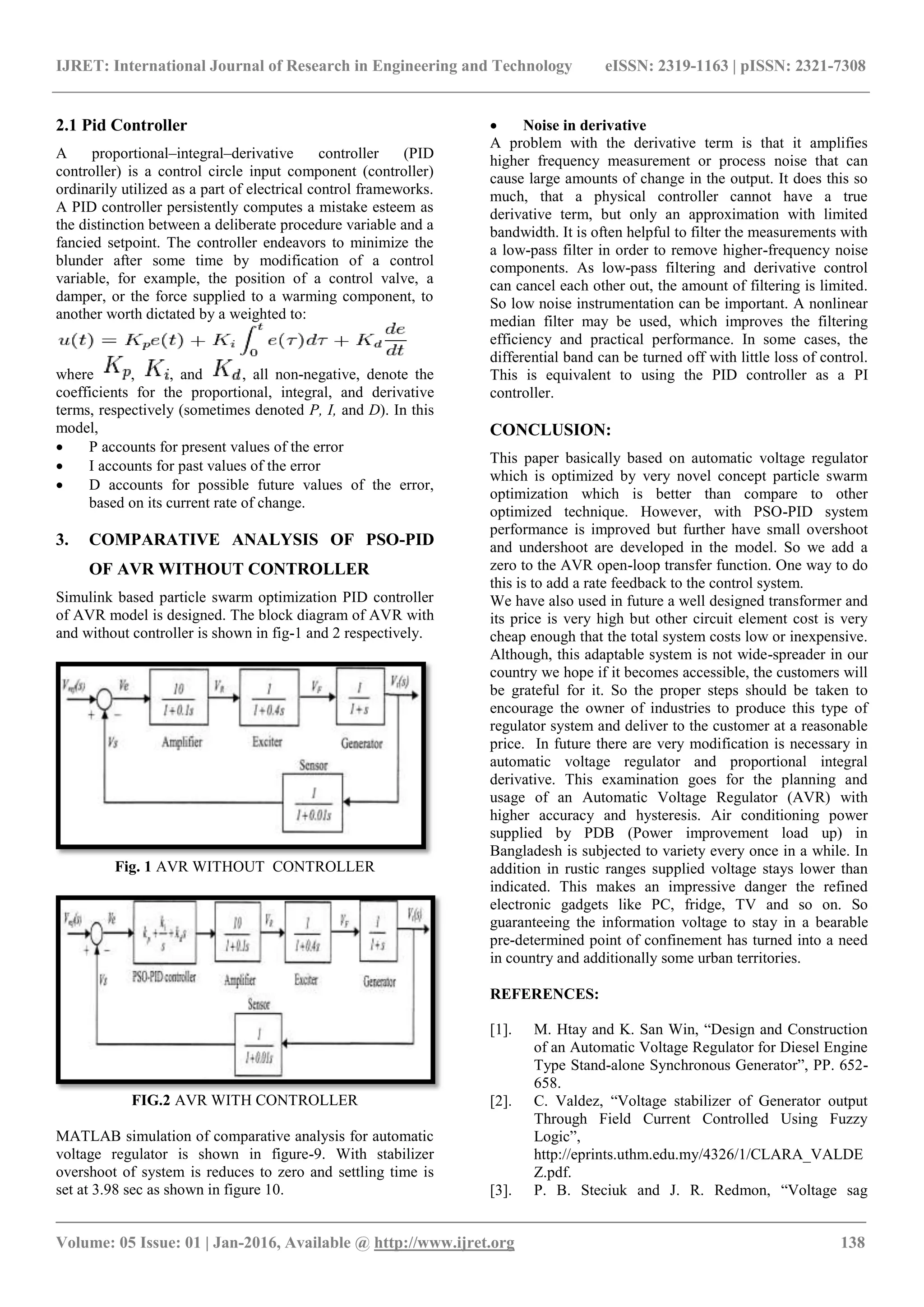 Optimization of automatic voltage regulator by proportional integral ...