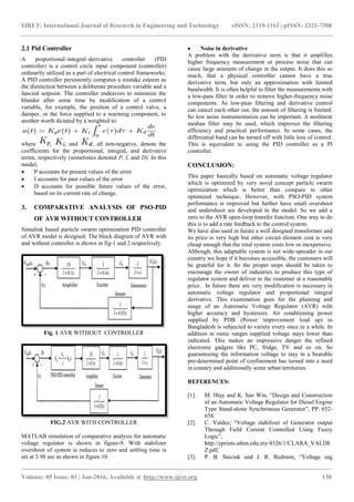 Optimization of automatic voltage regulator by proportional integral ...