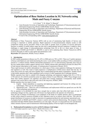 Optimization of base station location in 3 g networks using mads and fuzzy c means | PDF