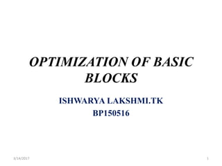 Optimization of basic blocks | PPTX