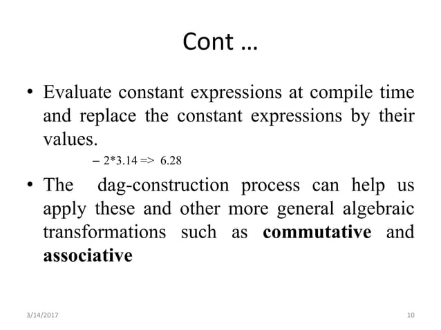 Optimization of basic blocks | PPTX | Programming Languages | Computing