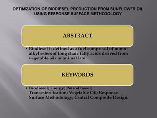 Optimization of biodiesel | PPT