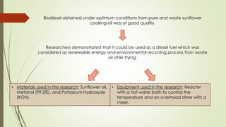 Optimization of biodiesel production | PPTX