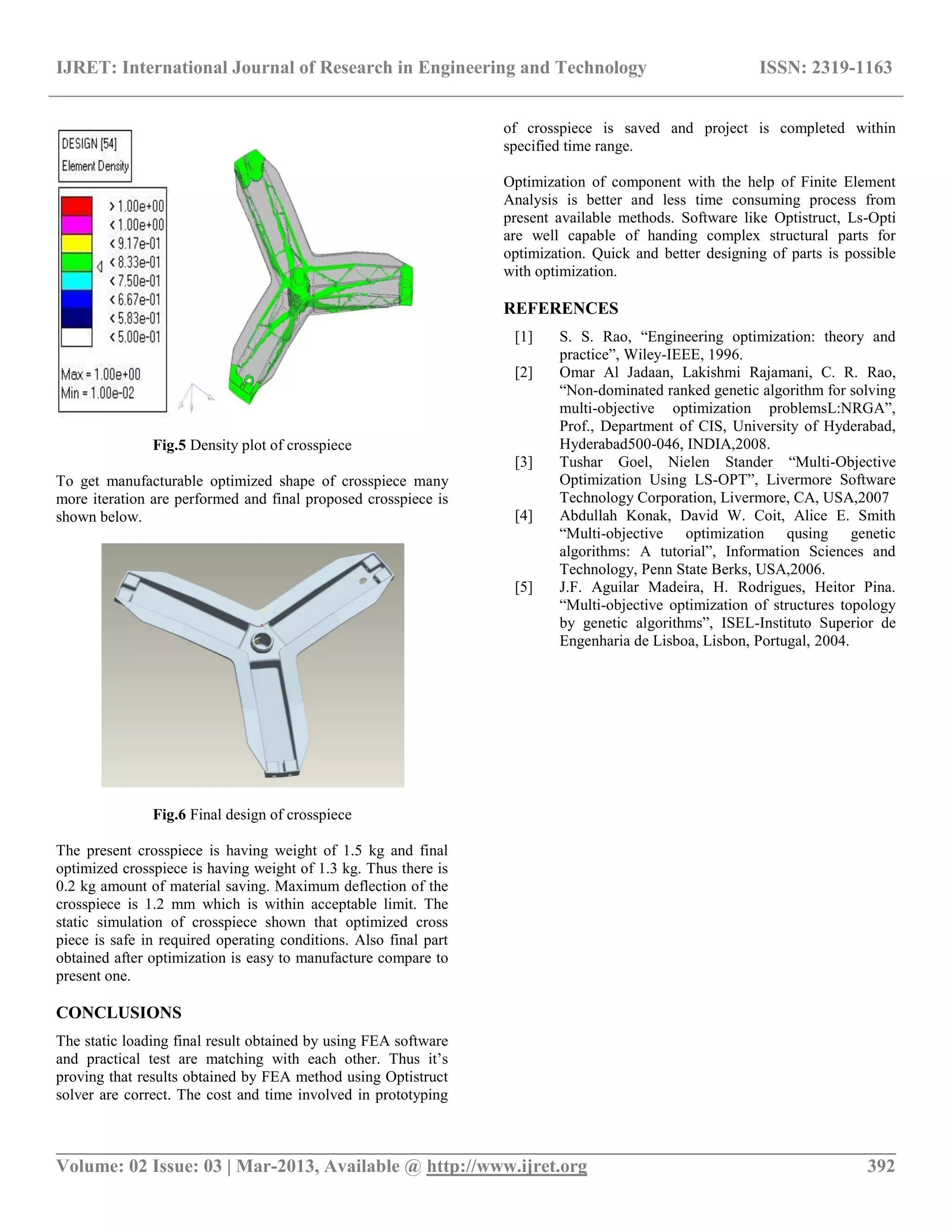 Optimization of crosspiece of washing machine | PDF