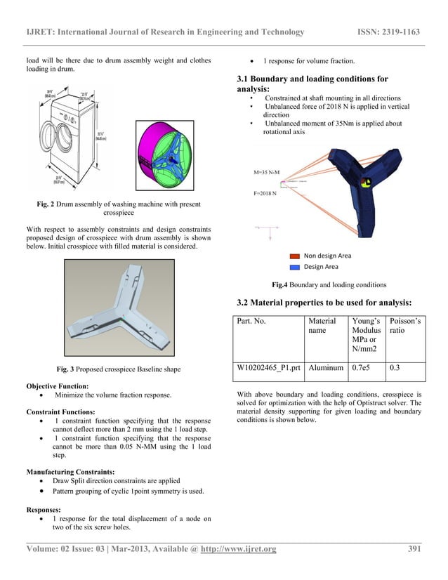 Optimization of crosspiece of washing machine | PDF