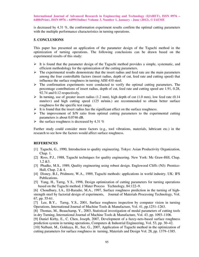 Optimization of cutting parameters for surface roughness in turning | PDF