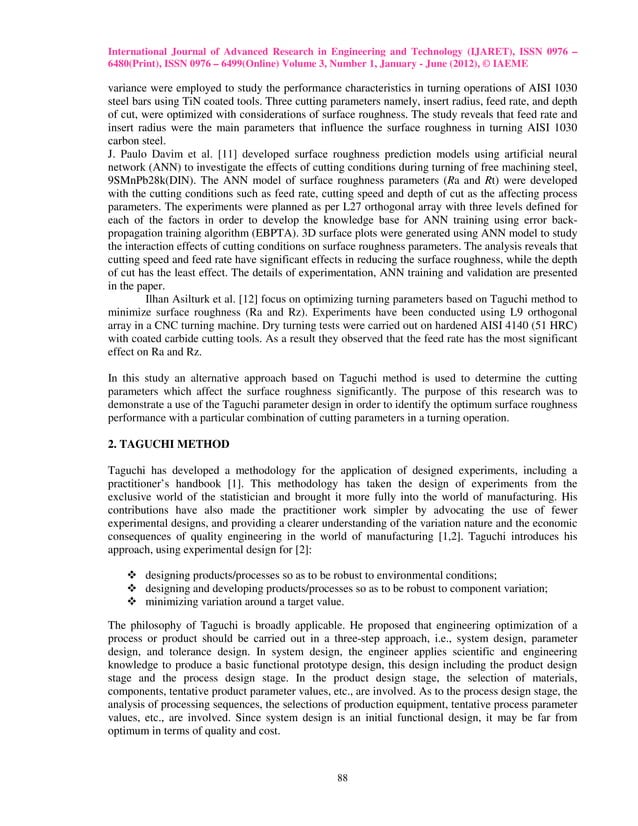 Optimization Of Cutting Parameters For Surface Roughness In Turning Pdf