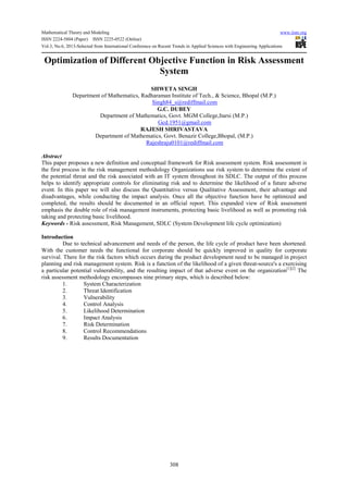 Optimization of different objective function in risk assessment system ...