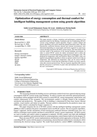 Optimization of energy consumption and thermal comfort for intelligent building management ...