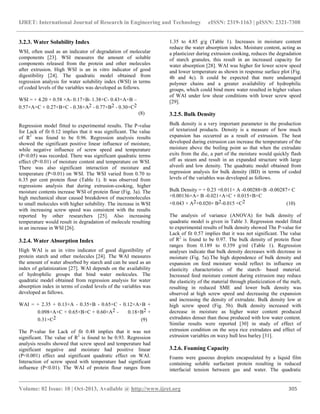 Optimization of extrusion process for production of texturized flaxseed ...
