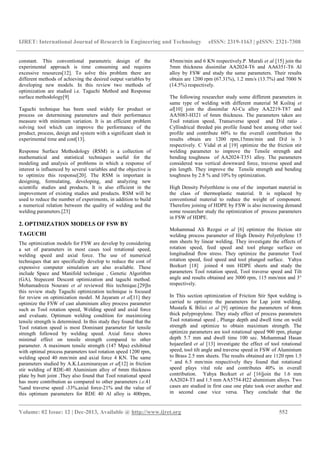 Optimization of friction stir welding process | PDF