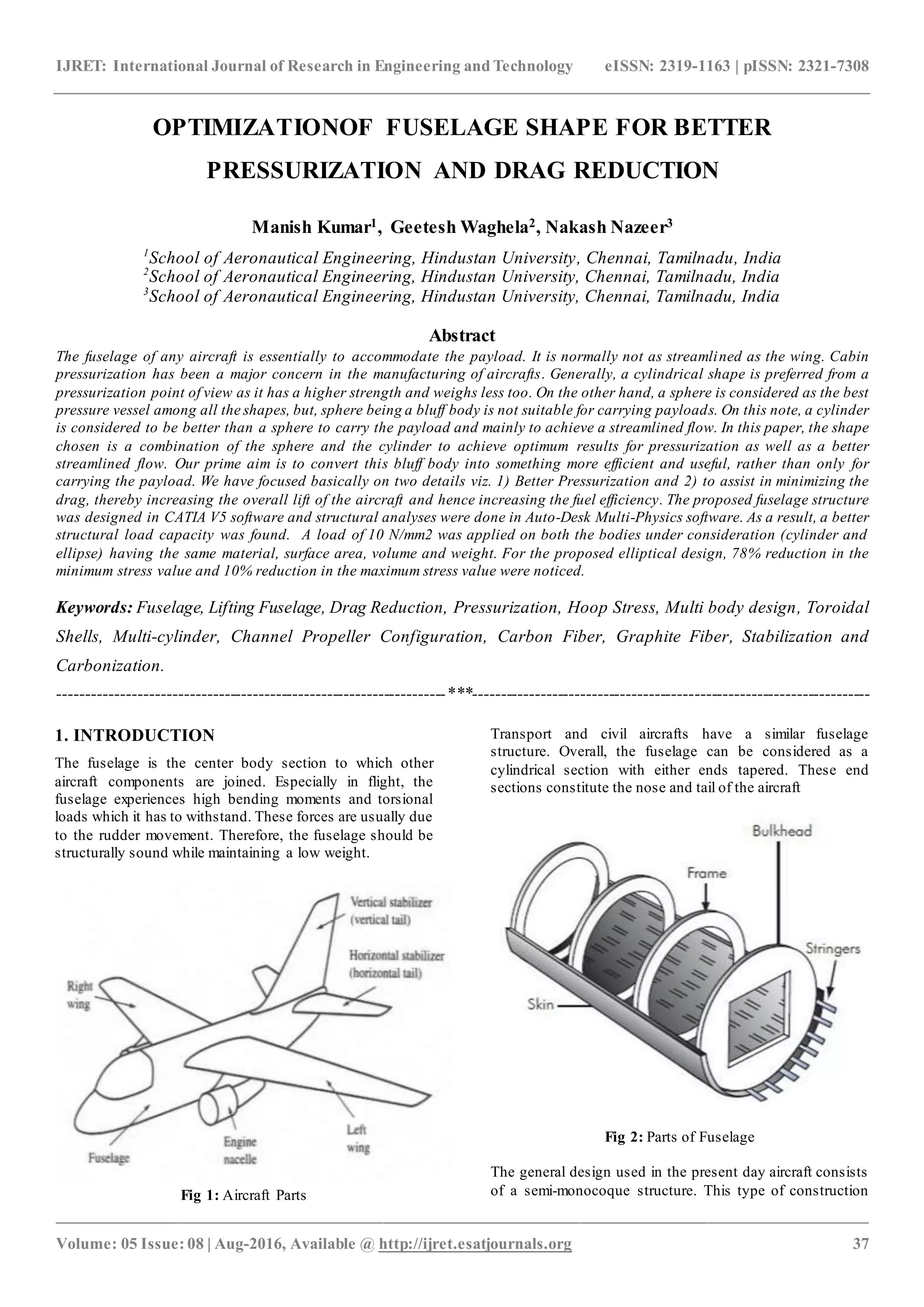 Optimizationof fuselage shape for better pressurization and drag ...