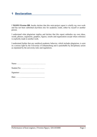 Optimization of heat engines project report | PDF