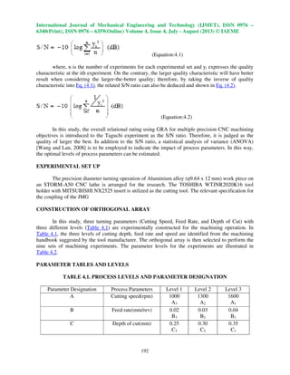 Optimization of input parameters of cnc turning operation for the given comp | PDF