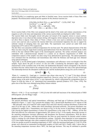 Optimization of optical properties of annealed cadmium selenide (cdse ...