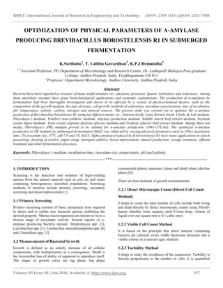 Optimization of physical parameters of α amylase producing brevibacillus borostelensis r1 in ...