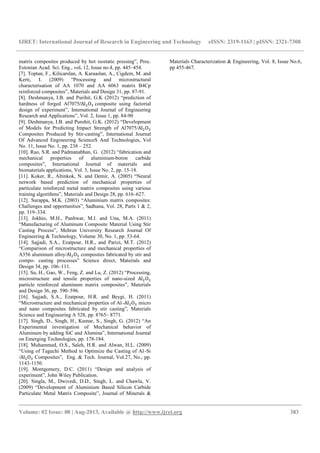 Optimization of process parameter for stir casted | PDF