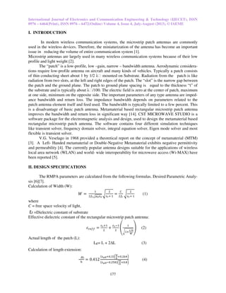 Optimization of rectangular microstrip patch antenna parameters in l band by e | PDF