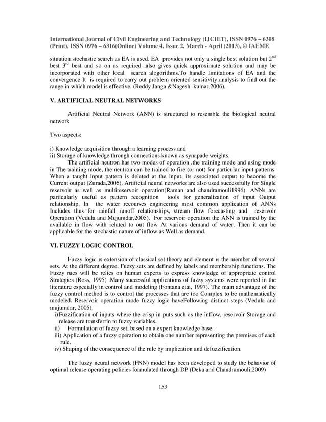 Optimization of reservoir operation using neuro fuzzy techniques | PDF