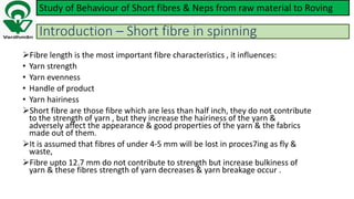 Optimization of short fibres(sfcn) & neps from raw material to roving | PDF