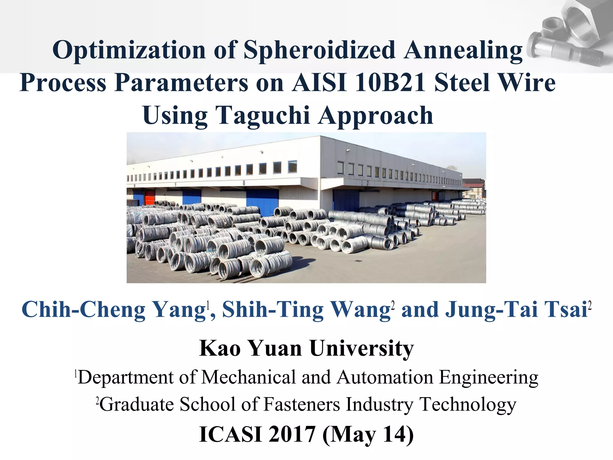Optimization of spheroidized annealing process parameters on AISI 10B21 ...