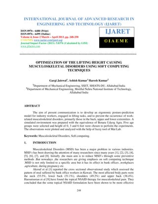 Optimization of the lifting height causing musculoskeletal disorders | PDF
