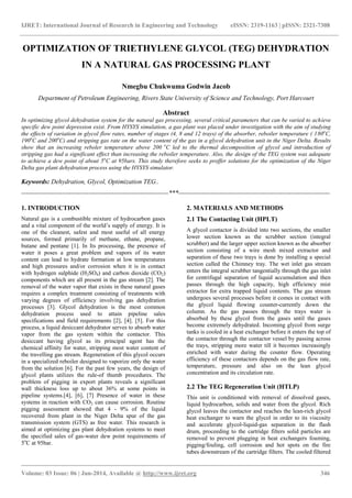 Optimization of triethylene glycol (teg) dehydration | PDF | Chemistry ...