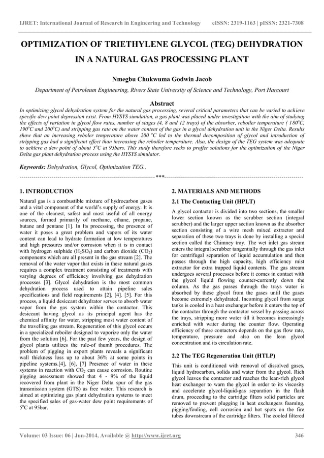 Optimization of triethylene glycol (teg) dehydration | PDF | Chemistry ...