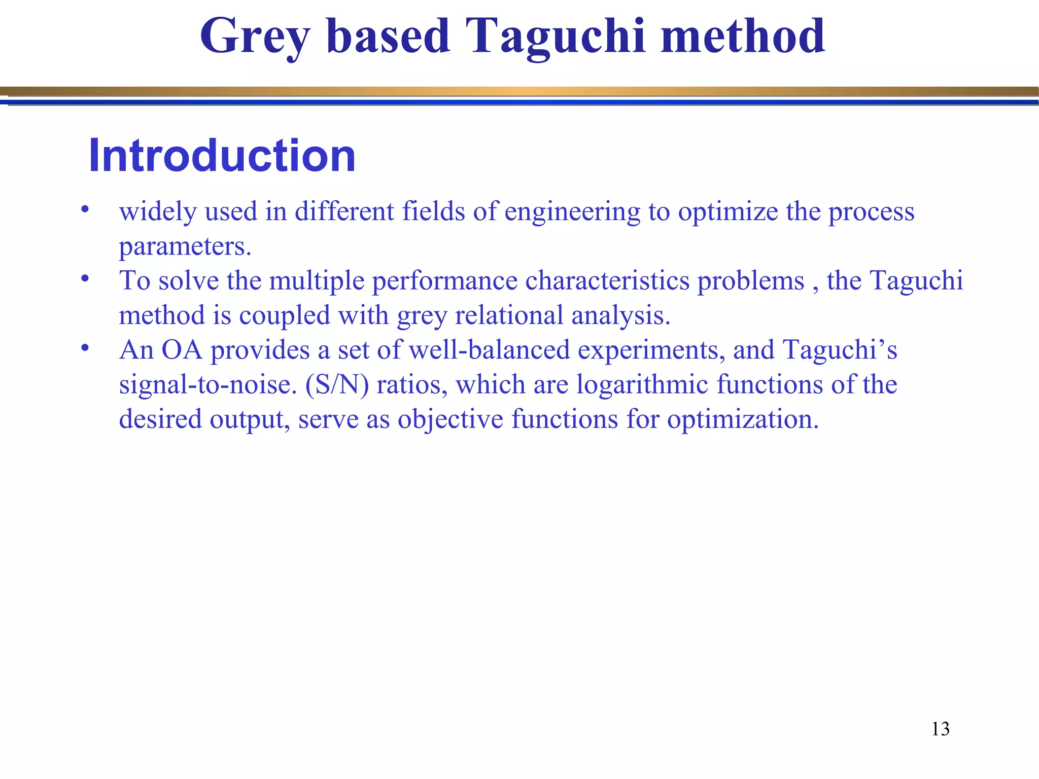 Optimization Of Wedm Process Parameters Using Taguchi Method Ppt