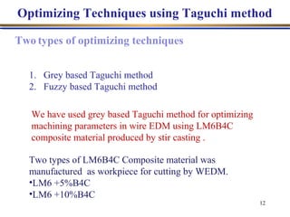 Optimization of wedm process parameters using taguchi method | PPT