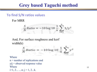 Optimization of wedm process parameters using taguchi method | PPT