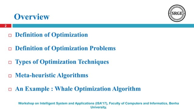 Optimization problems and algorithms | PPTX