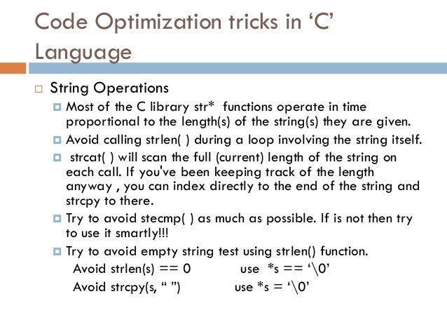 Optimization in Programming languages