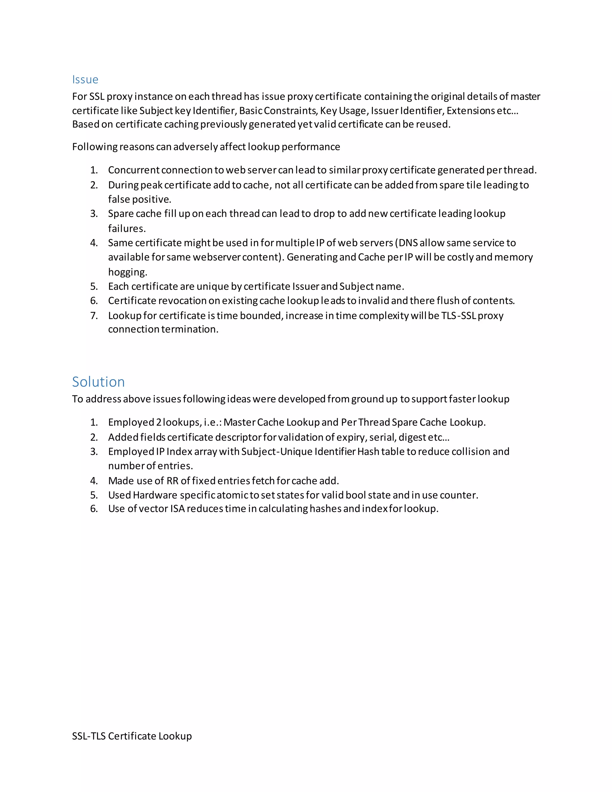 Optimizations for ssl tls certificate lookup | PDF