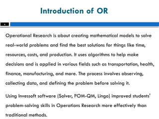 Optimization Software in Operational Research Analysis in a Public ...