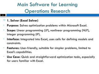Optimization Software in Operational Research Analysis in a Public ...